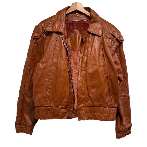 Unbranded | Jackets & Coats | Vtg Leather Bomber Jacket Swagger Burnt ...